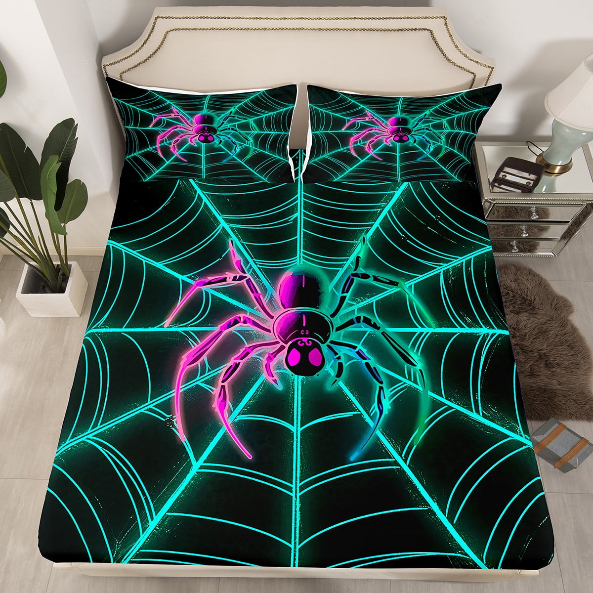 Click here for Yst Spider Fitted Sheet Twin Halloween Reptile Bed... prices