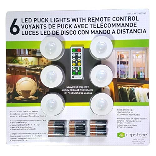 Lightmates Led Wireless Puck Lights 6 Pack With Remote Control Switch ...