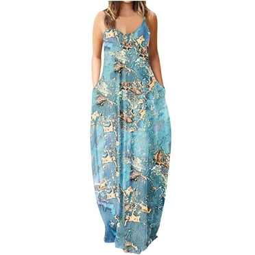 QLEICOM Women's Summer Maxi Dress Casual Loose Sleeveless Long Dress ...