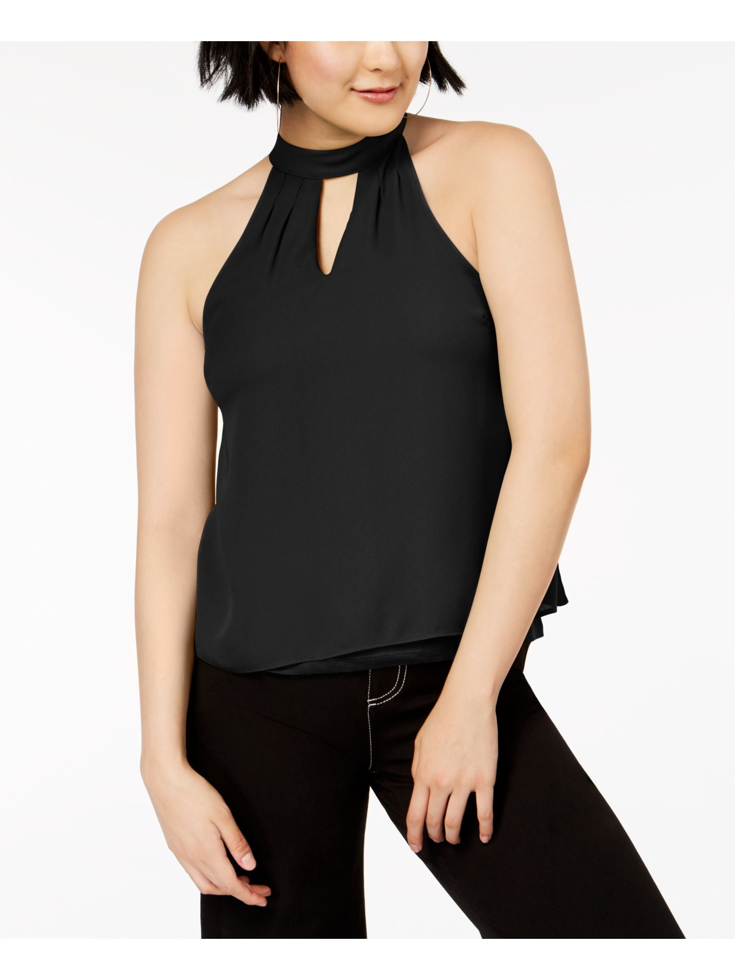 Bar III - BAR III Womens Black Halter Mock Neck Keyhole Top Size 2XS ...