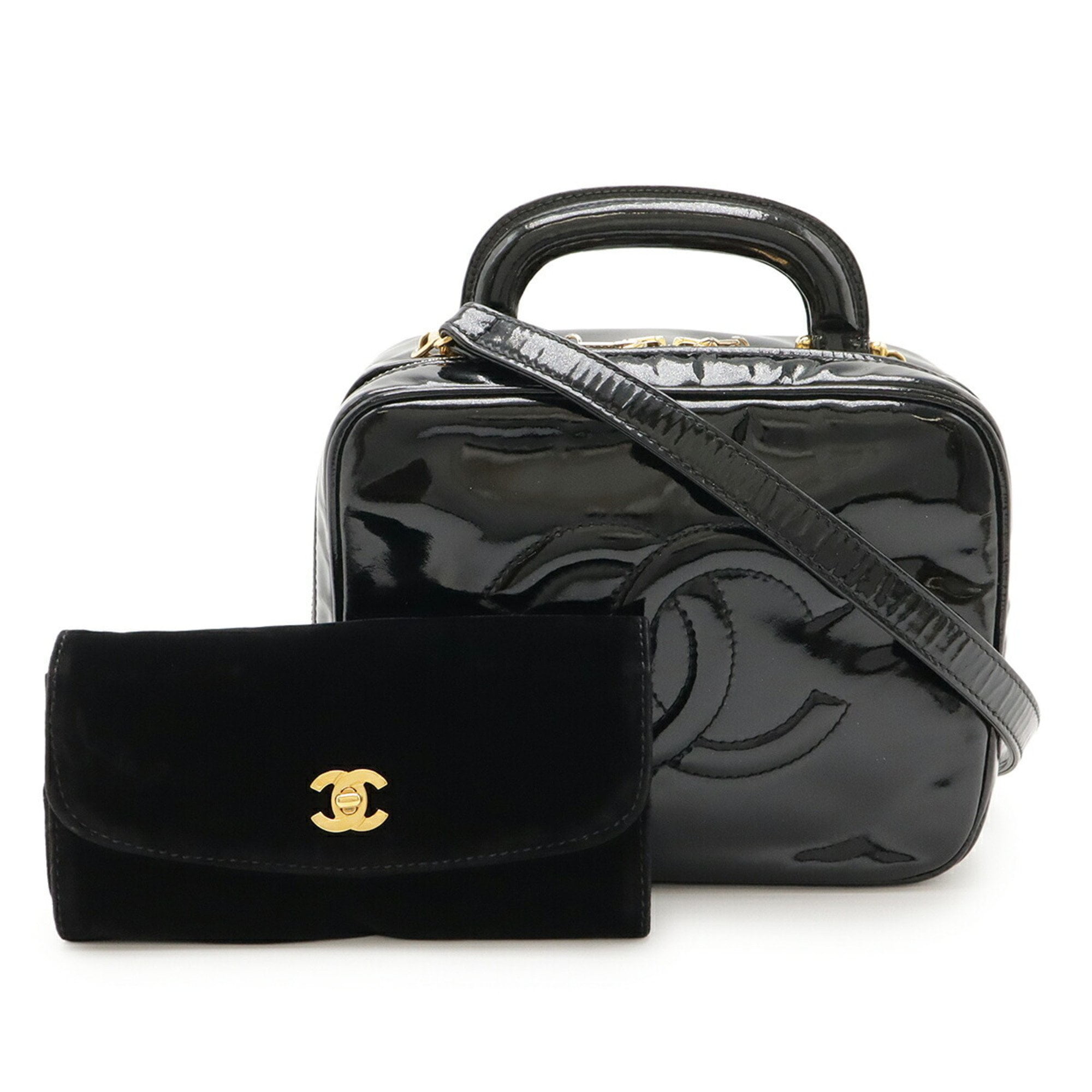 Pre-Owned CHANEL Coco Mark Vanity Bag, Handbag, Pouch, Shoulder Enamel ...