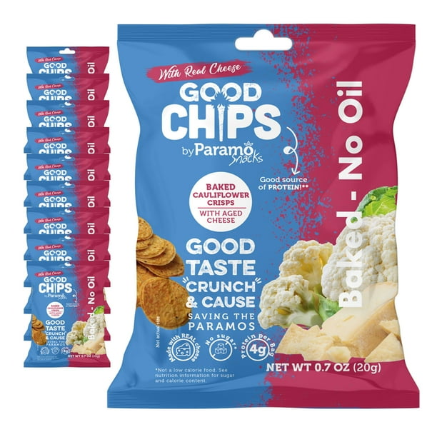 GOOD CHIPS Baked Cauliflower Cheese Crisps 12 Pack 0.7oz per bag ...