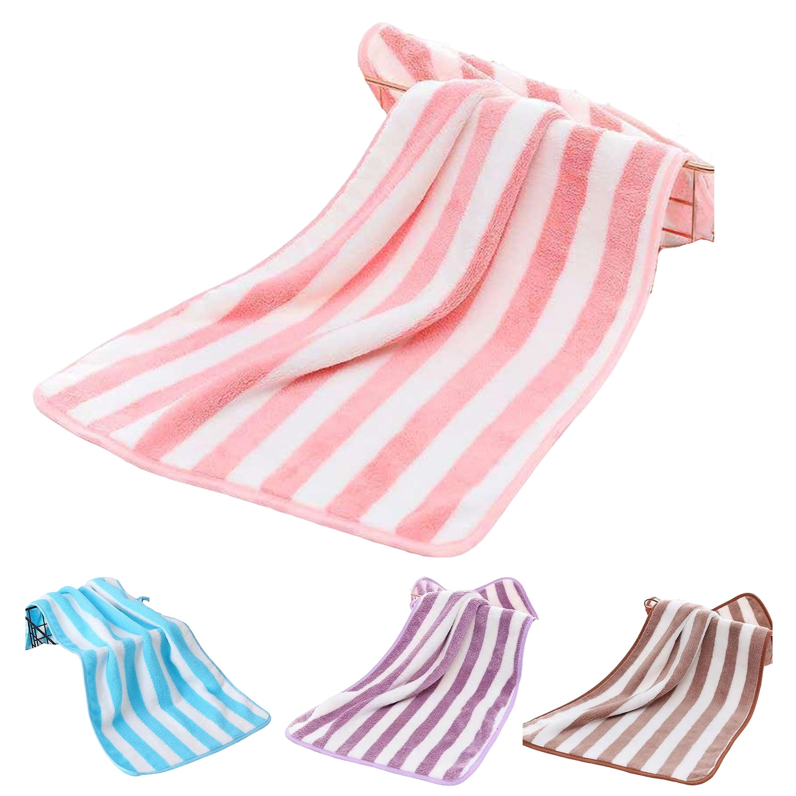 HEVIRGO 4Pcs Wide Striped Mixed Color Bath Towel - Pack of 4 Towels 30 ...