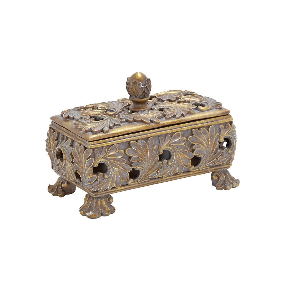 Decorative Box In Stunning Gold Finish & Dull Grey Wash - Walmart.com ...