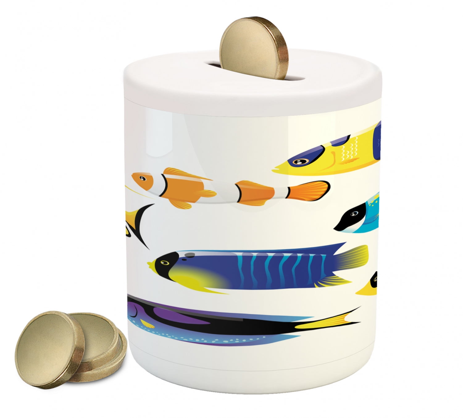 Fish Piggy Bank, Various Types of Sea Creatures with Atlantic Cod ...