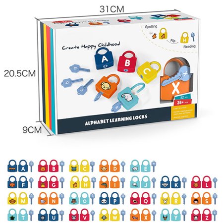 Lock and Key Pairing Montessori Alphanumeric Alphabet Learning Toy ...