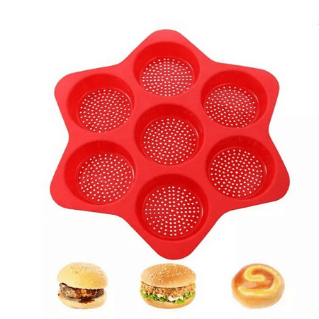 Silicone Hamburger Non-stick Baking Mould with 7 Cavity Silicone Baking ...