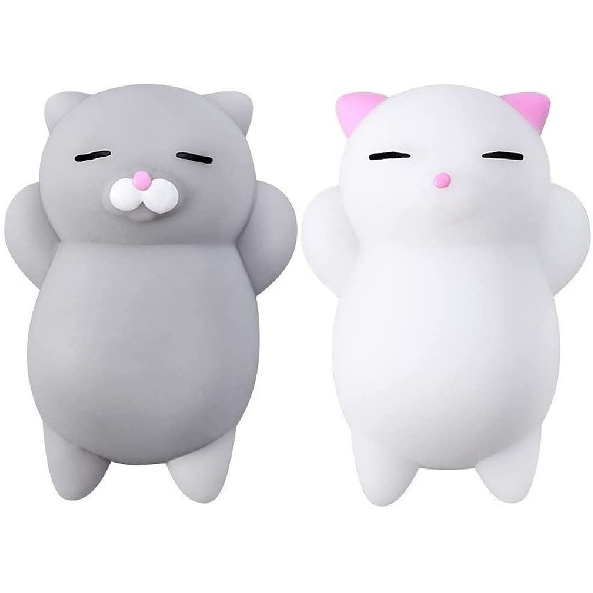 Htooq Nutty Toys Squishy Cat Set 2 Soft Silicone Kawaii Kitties Top Stress Relief Sensory Gift 2021 Unique Kids Adults Christmas Stocking Stuffe