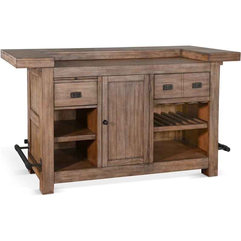 Pemberly Row 80" Transitional Wood Gorgeous Bar Unit in Taupe Brown ...