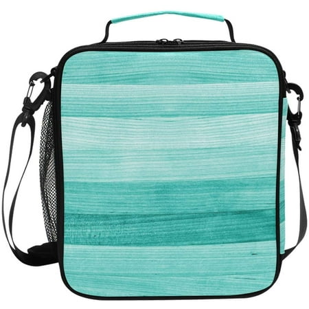 Insulated Lunch Box Teal Turquoise Green Wood Large Lunch Bag Warmer ...