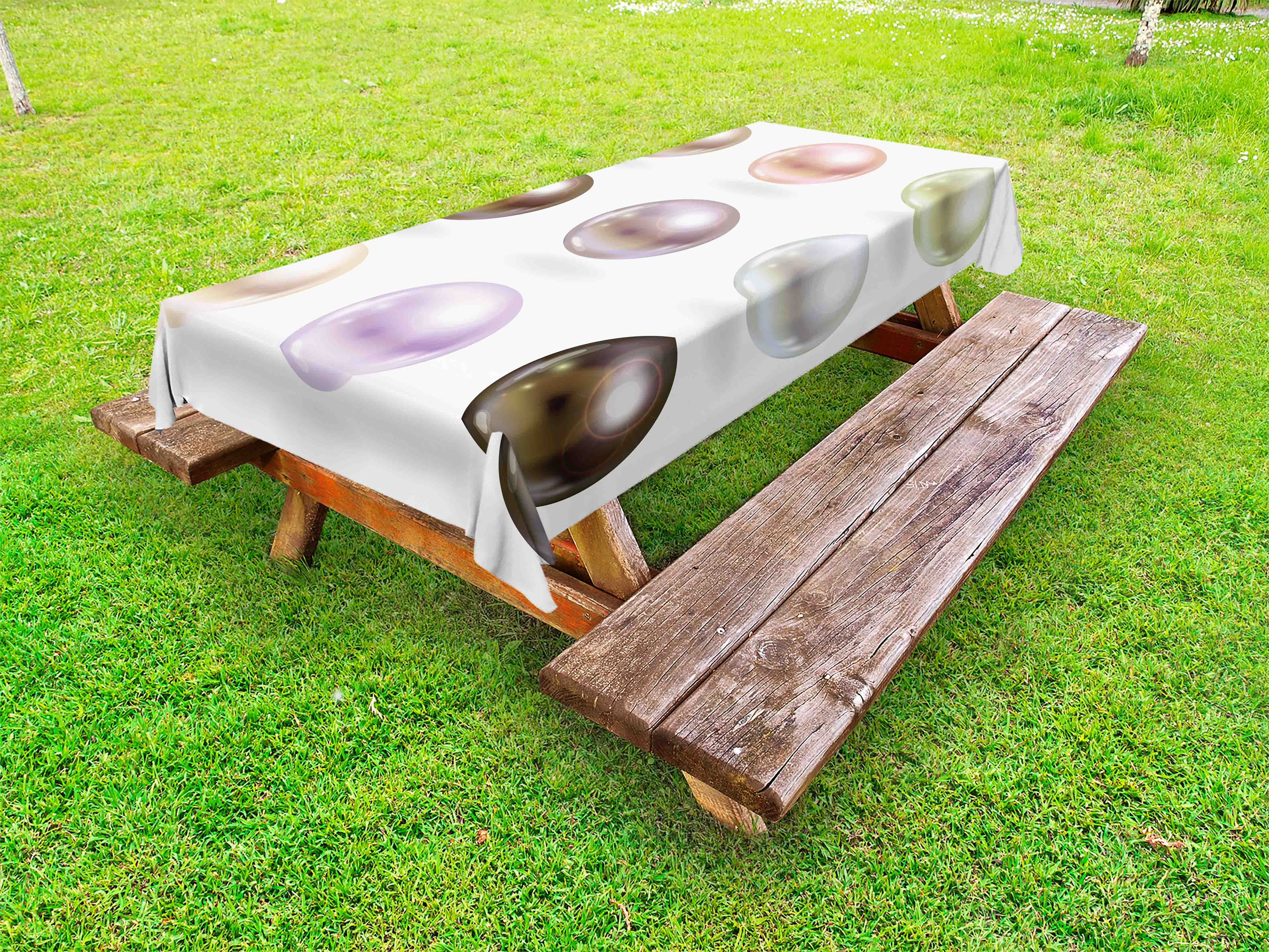 Pearls Outdoor Tablecloth, Graphic Round and Smooth Shapes Pastel Color ...