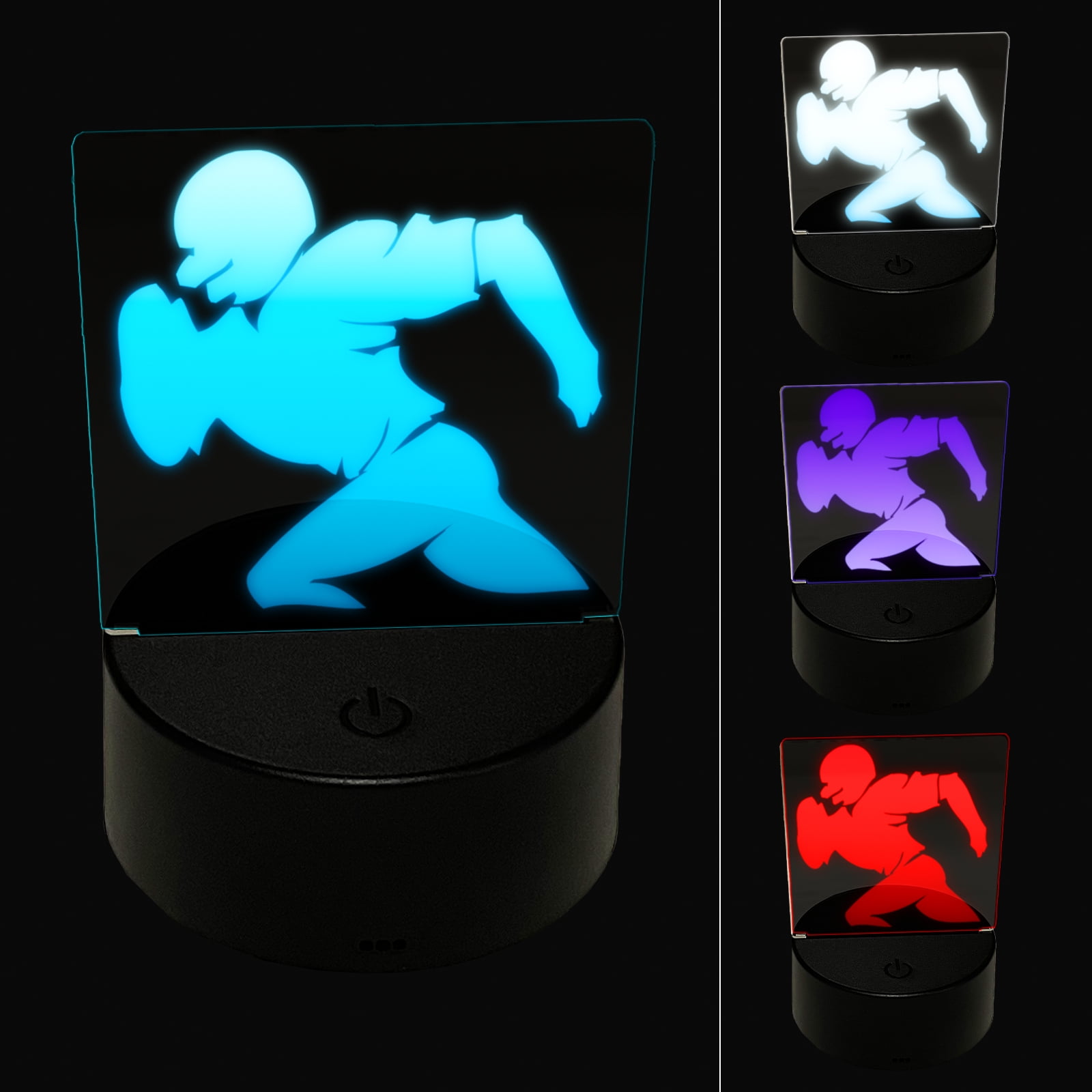 Football Player Running Solid LED Night Light Sign 3D Illusion Desk ...