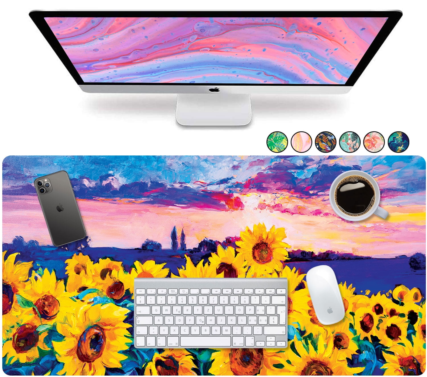 French Koko Large Mouse Pad Big Desk Mat Cute Mousepad XL Sunflower 30 ...