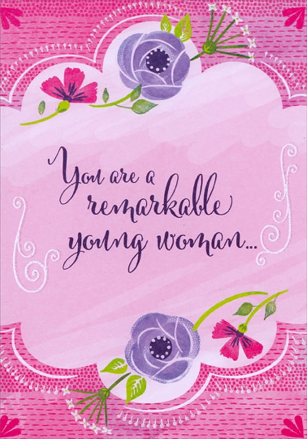 Designer Greetings Remarkable Young Woman : Purple and Pink Flowers ...
