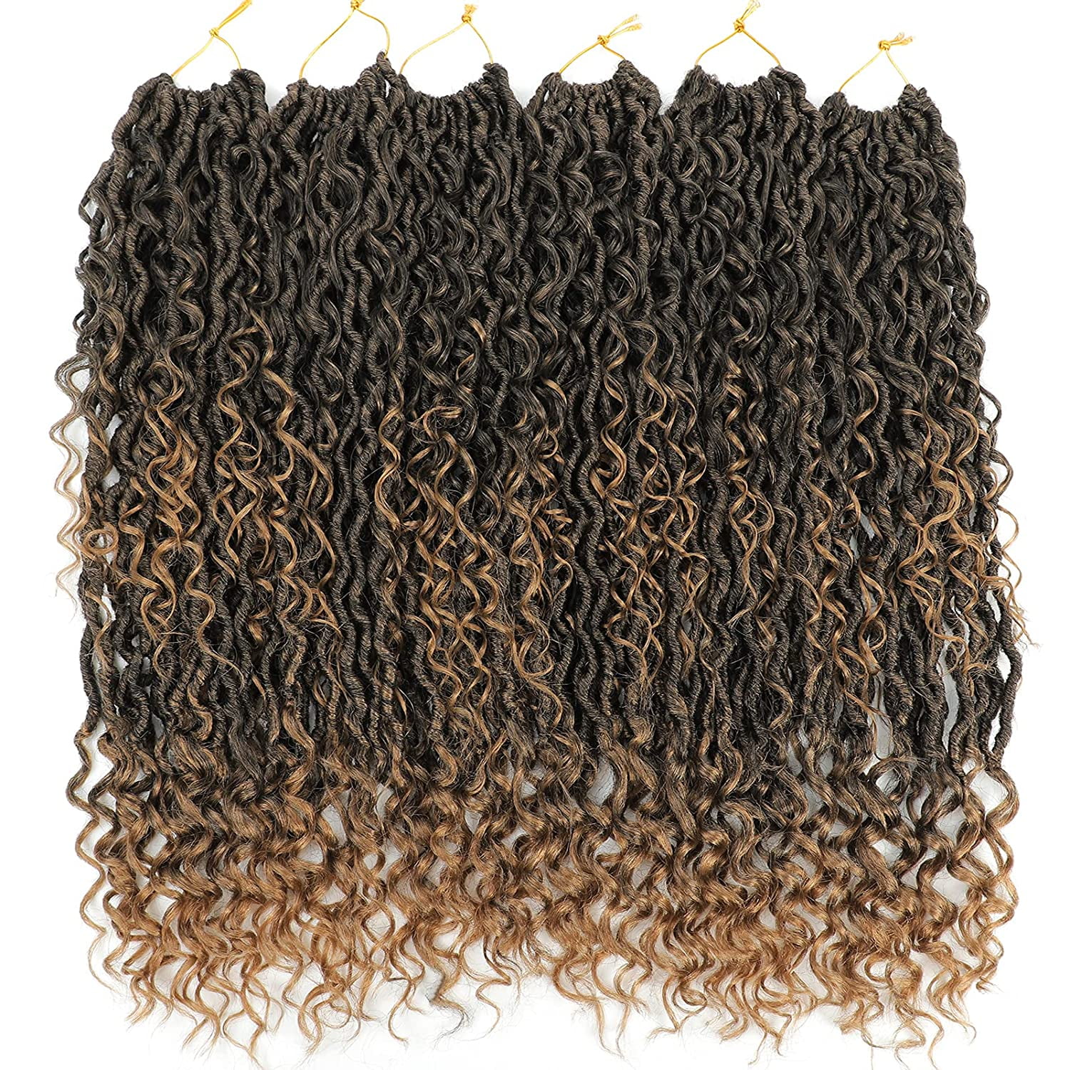 6 Packs Curly Faux Locs Crochet Hair, 14 Inch Goddess Locs Crochet Hair ...
