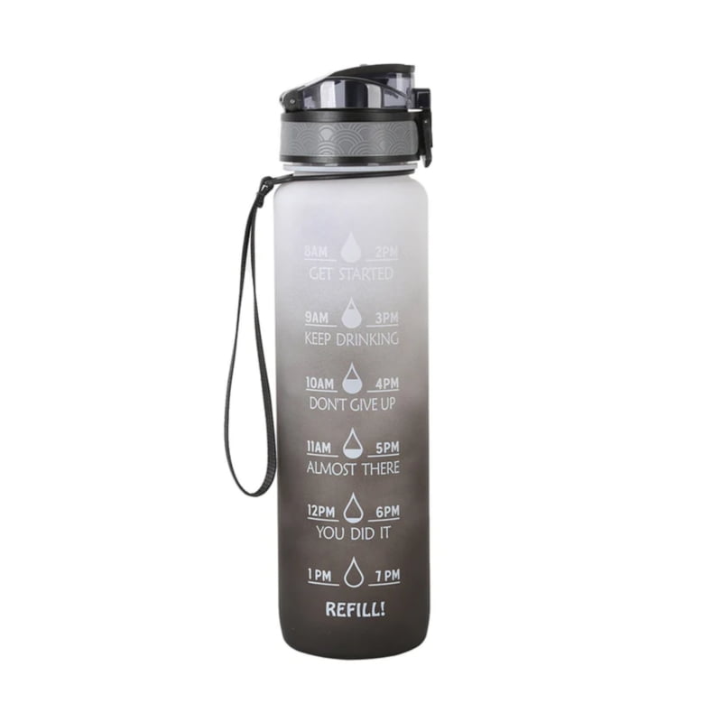 Botella de agua de 1 litro con marcador de tiempo, sin BPA, blanco ...