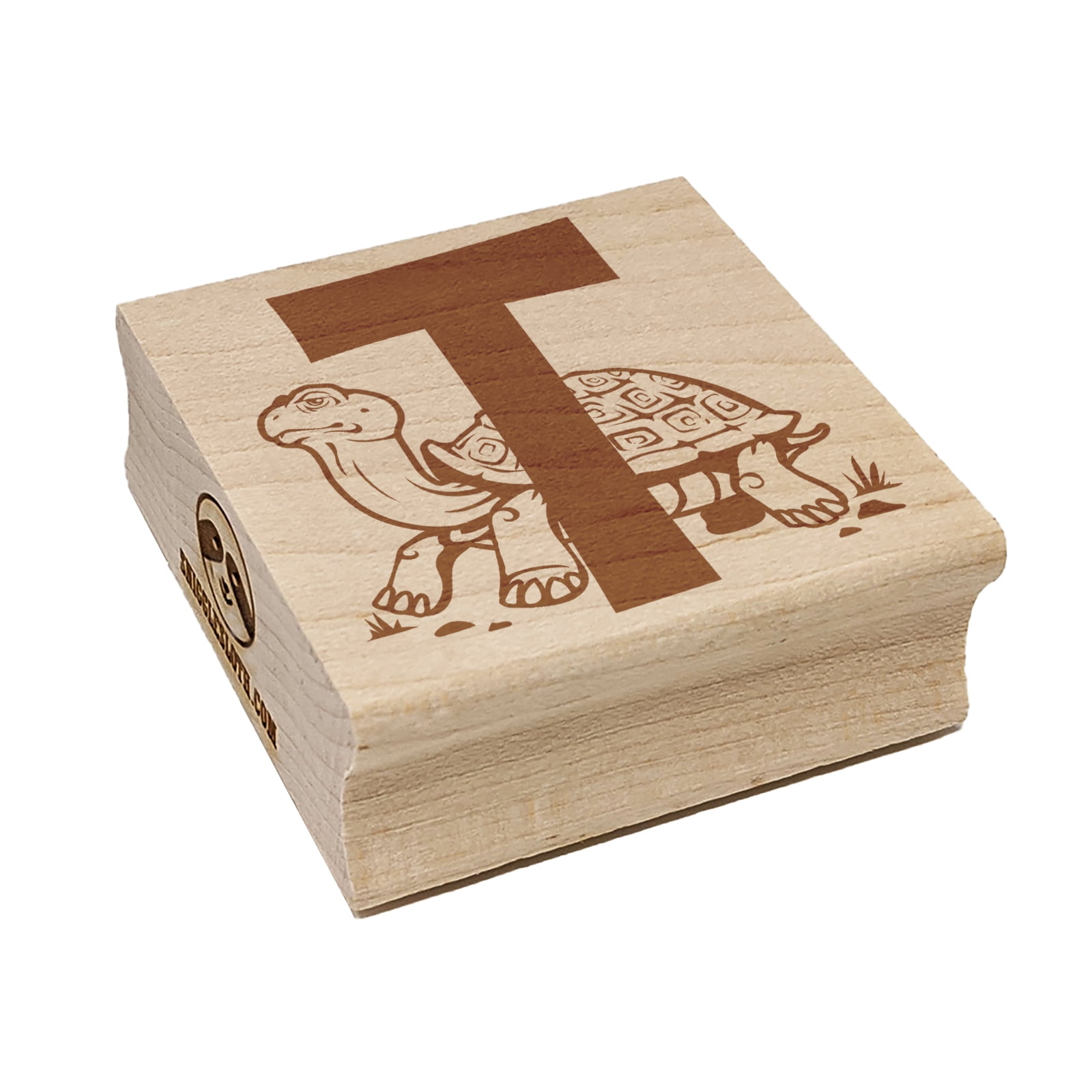 Animal Alphabet Letter T for Turtle and Tortoise Square Rubber Stamp ...