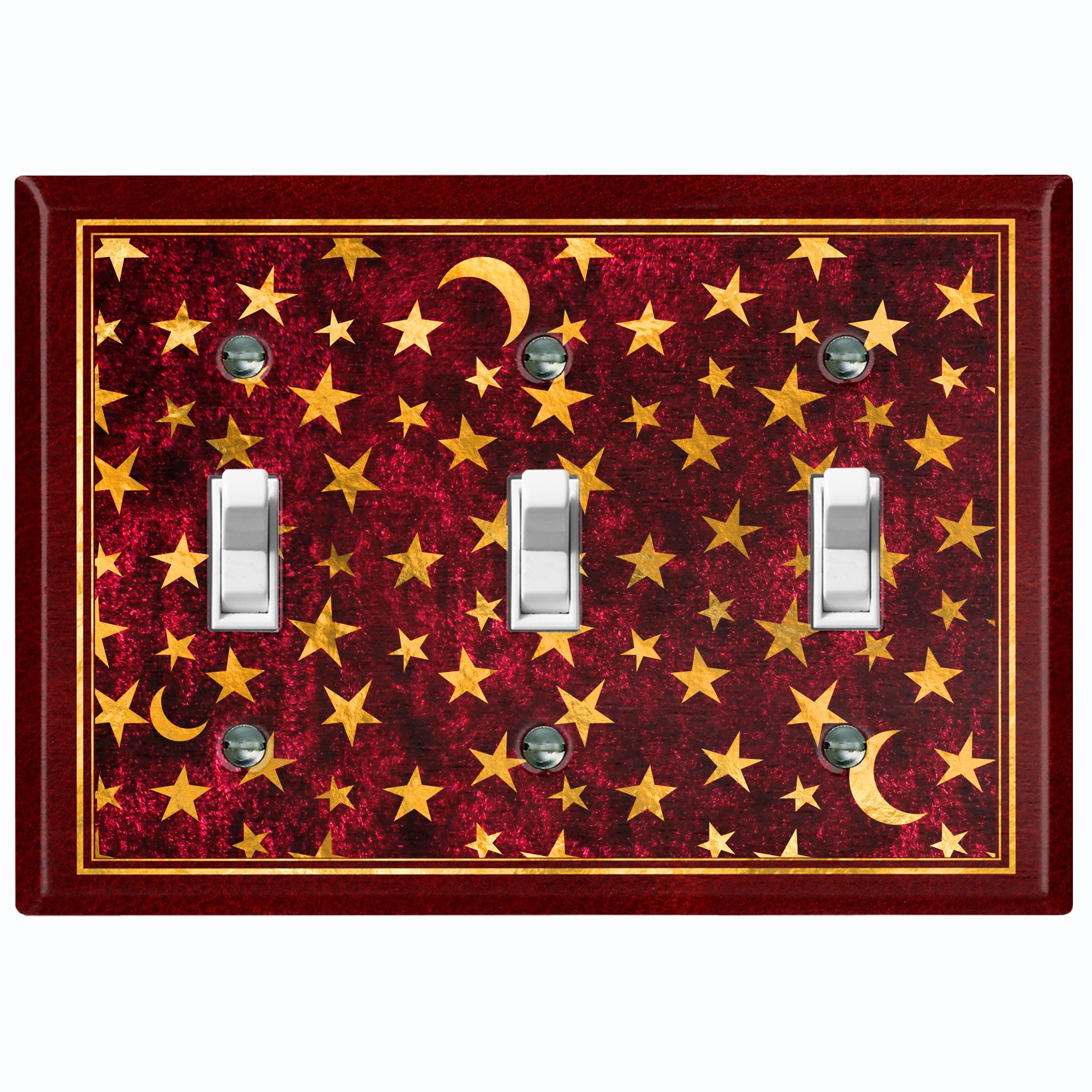 Metal Light Switch Plate Cover Elegant Starry Night Maroon Tile FRA024 ...