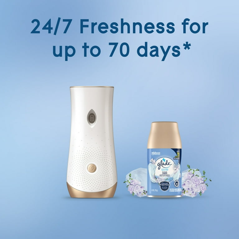 Glade Automatic Spray Air Freshener Starter Kit 1 Holder and 1 Refill Clean Linen Fragrance Infused with Essential Oils 6.2 oz 2 Count Walmart