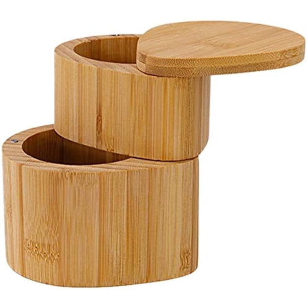 Two Tiers Wooden Bamboo Salt Spice Storage Box, Bamboo Salt and Pepper ...
