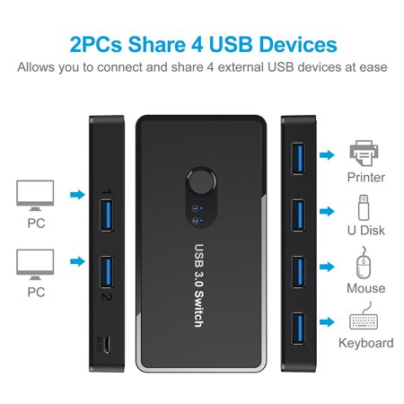 USB 3.0 Switcher Fast Data Transmission 2-in-4-out USB Box; USB Speed ...