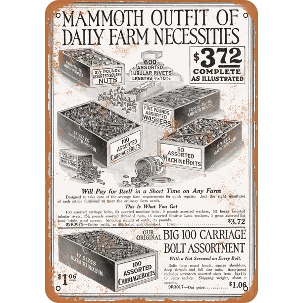 10 x 14 METAL SIGN - 1919 Sears Mammoth Outfit of Nuts and Bolts ...