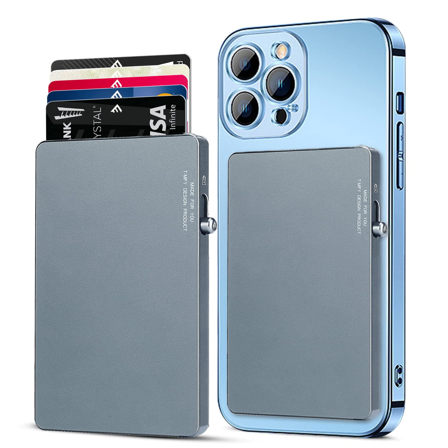 Magnetic Card Wallet Holder with Mag-Safe - Slim Pop up Slide Card Holder for Men - Aluminum ...