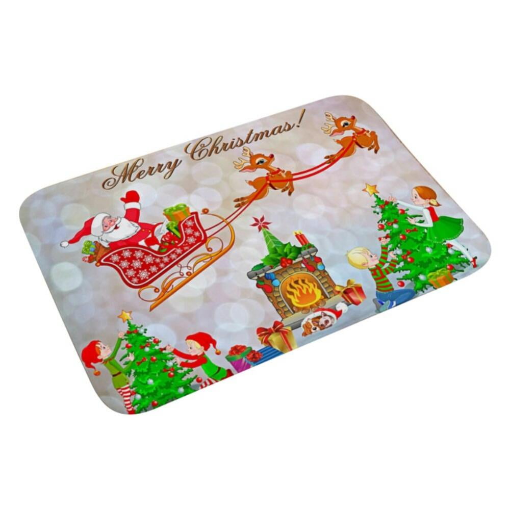 Overfox Christmas Kitchen Mats, Cushioned Anti Fatigue Red Kitchen Rug ...