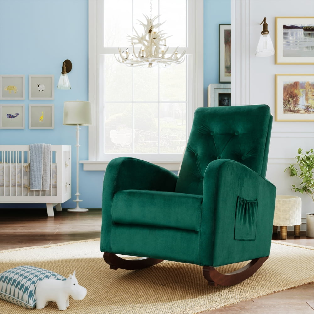 Nursery Rocking Chair,High Back Rocking Chair Comfortable Rocker with ...