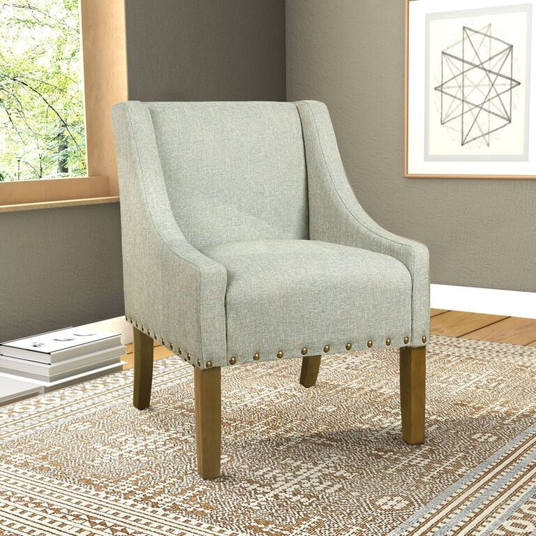 HomePop Modern Swoop Accent Chair with Nailhead Trim, Multiple Colors ...