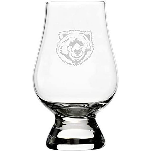 Grizzly Bear Face Zoo Animal Themed Etched 6.5oz Glencairn Whisky Glass ...