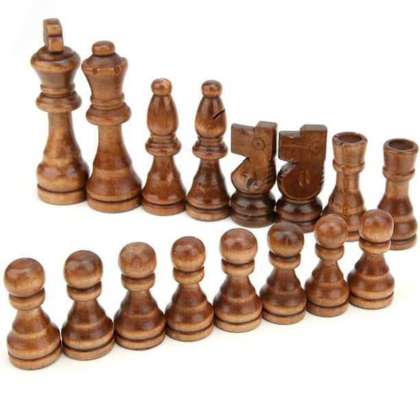 Chess Piece Toy, 32PCS Wooden Standard International Staunton Chess ...
