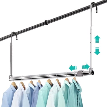 "HSS 36"" Steel Clothes Hanging Rod, Chrome, 1-Pack with L-Brackets and ...