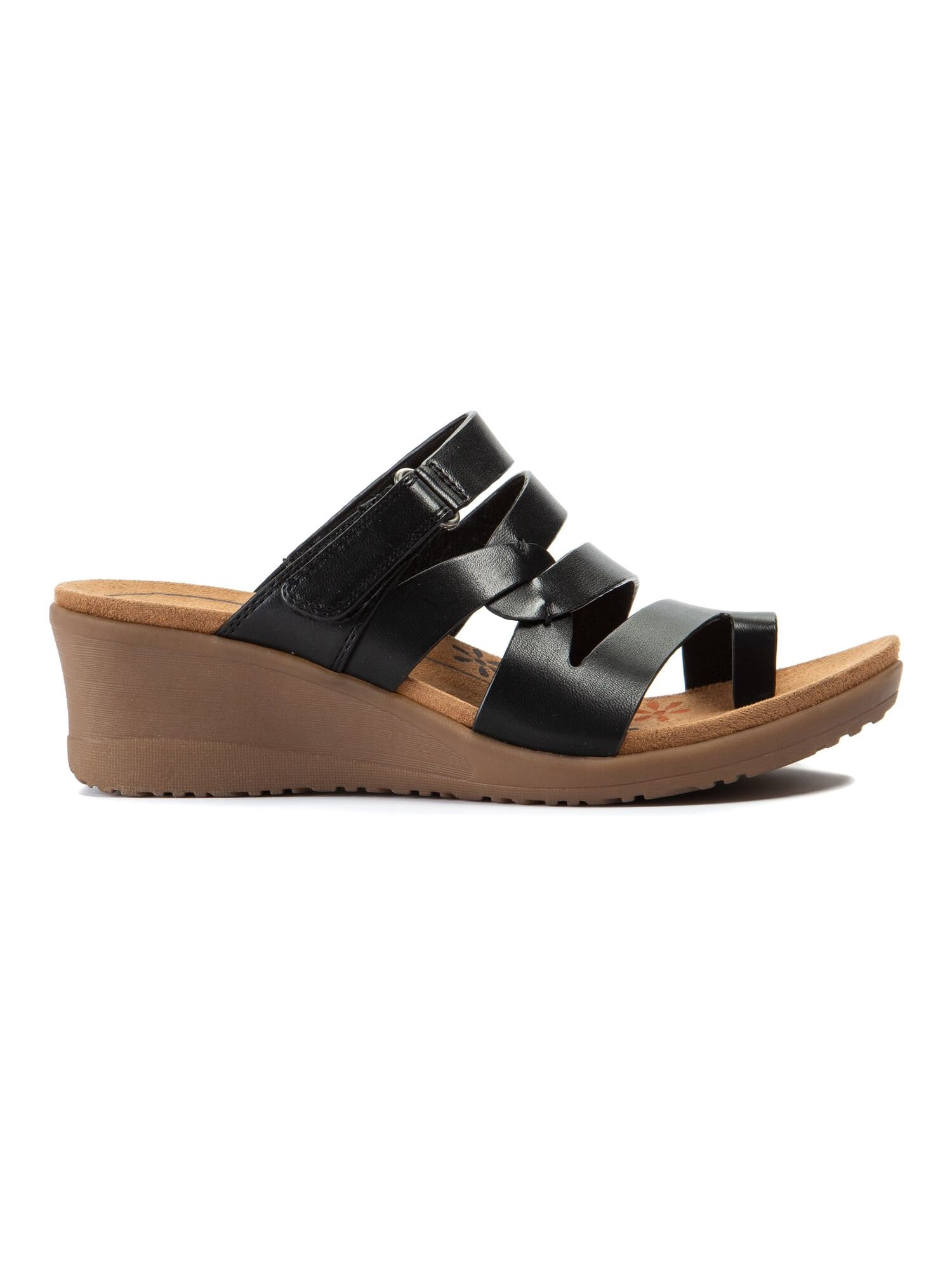 BARETRAPS Womens Black Toe Loop Strappy Cushioned Theanna Round Toe ...