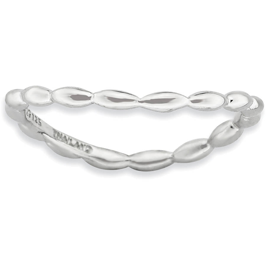 Sterling Silver Polished Rhodium-Plate Wave Ring - Walmart.com