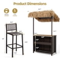 Outdoor Tiki Bar Set, 3 Pieces All-Weather Wicker Patio Bar Set with 2 ...