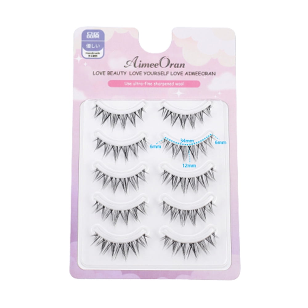5 Pairs False Eyelashes Pack Lengthening Eyelashes Tail 3D Effect ...