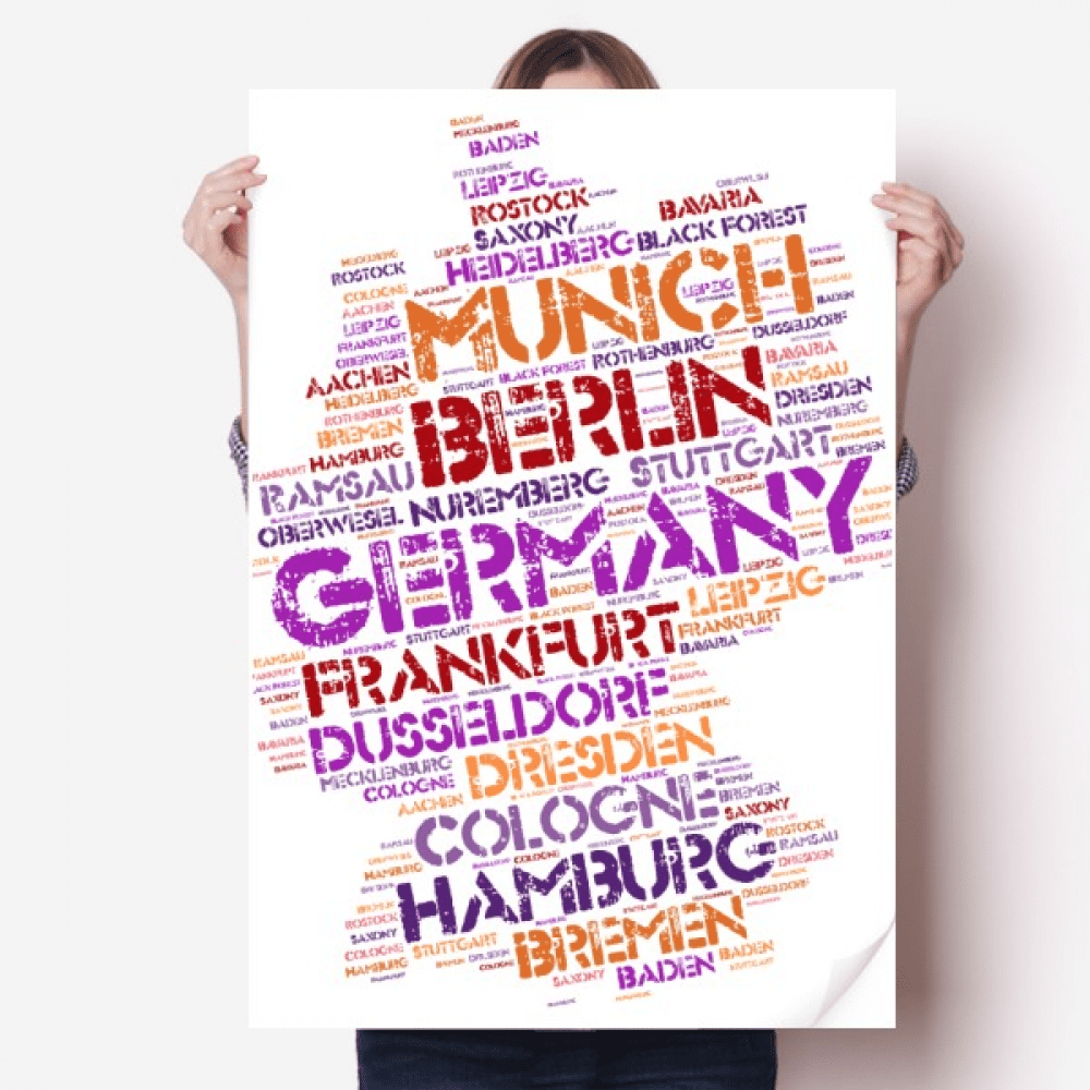 Germany City Name Map Style Sticker Decoration Poster Playbill ...