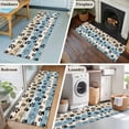 Brown Blue Wood Grain Runner Rugs 2x6 ft Dog Cat Paw Cute Animal Paw ...