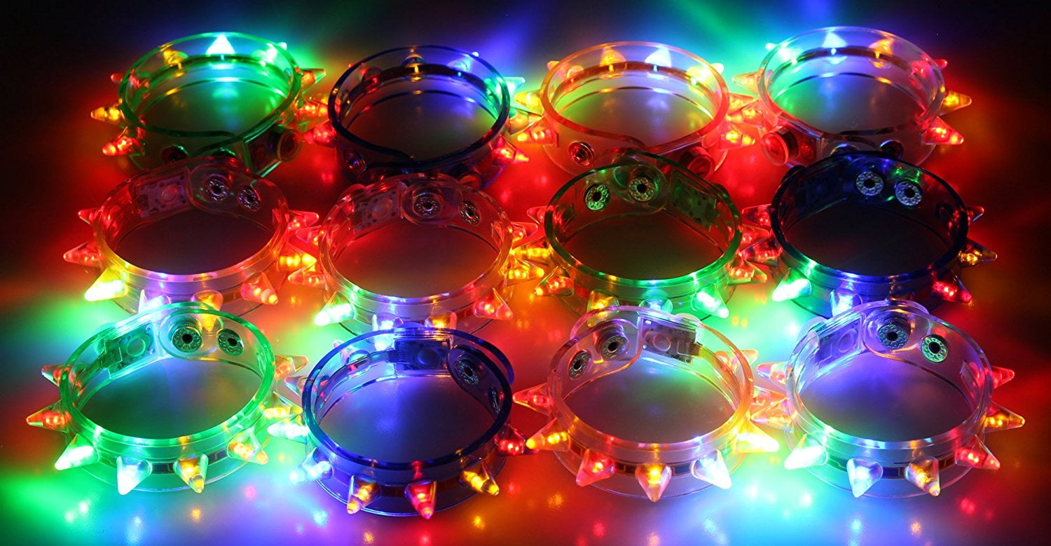 24 Pack of Mixed Spike Flashing LED Spiky Light Up Bracelets for ...