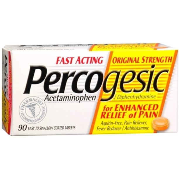 Percogesic Tablets 90 Tablets [Acetaminophen/Diphenhydramine] (Pack of ...