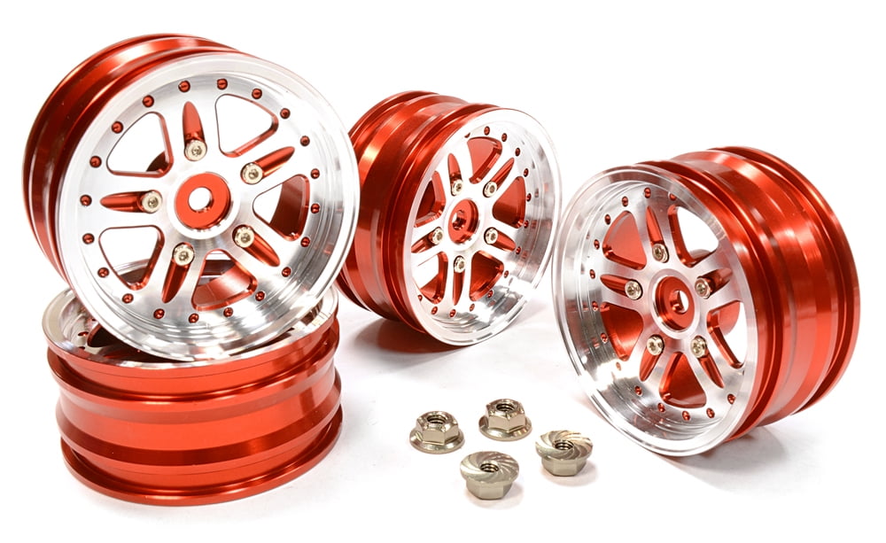 Integy RC Toy Model Hop-ups C25989RED Billet Machined T1 Wheel Set (4 ...