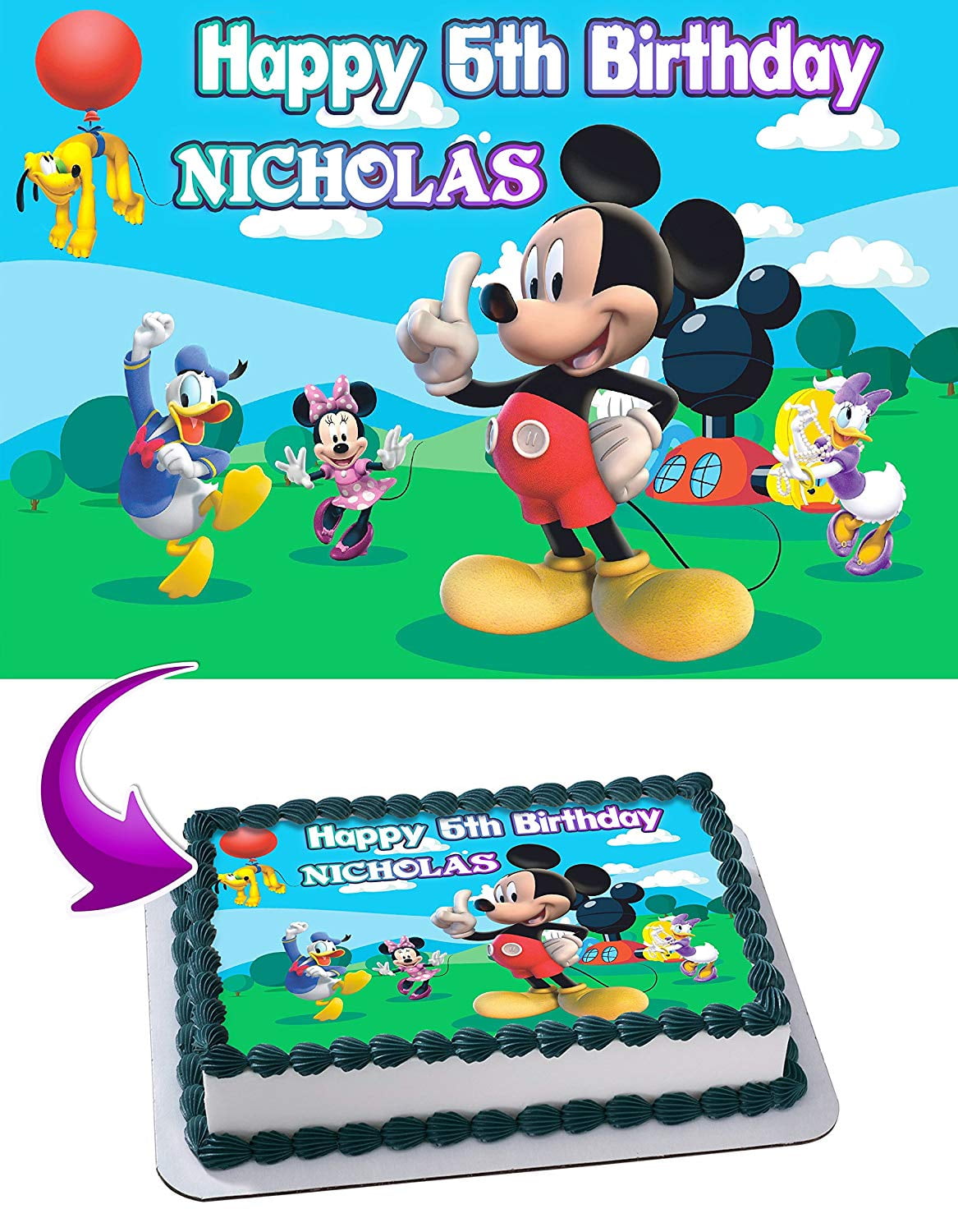 Mickey Mouse Clubhouse Edible Cake Image Topper Personalized Picture 1/ ...
