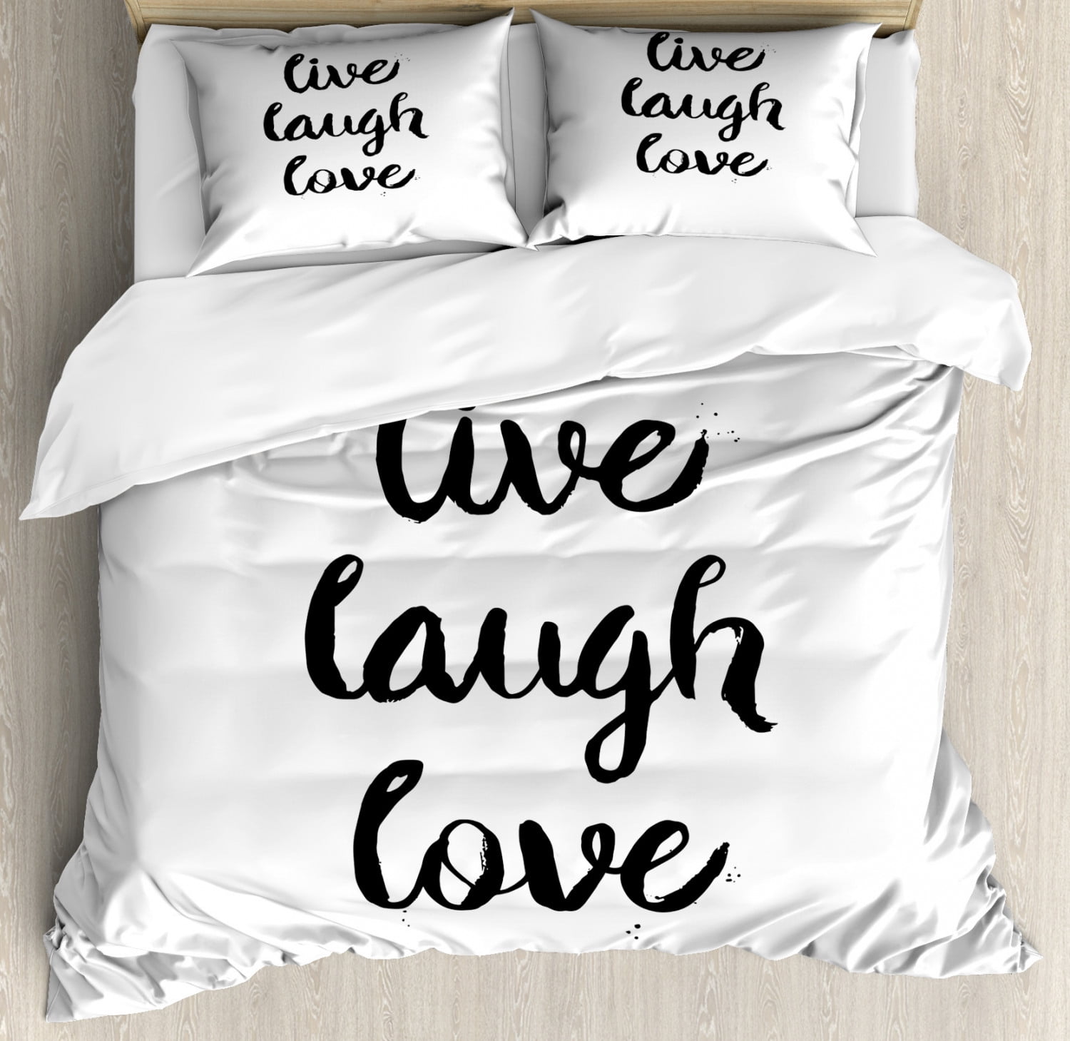 Live Laugh Love King Size Duvet Cover Set, Inspirational Slogan for ...