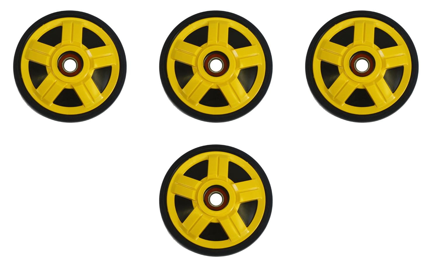 4 Front Rail Yellow Idler Wheels Kit for Snowmobile BOMBARDIER/SKI-DOO ...