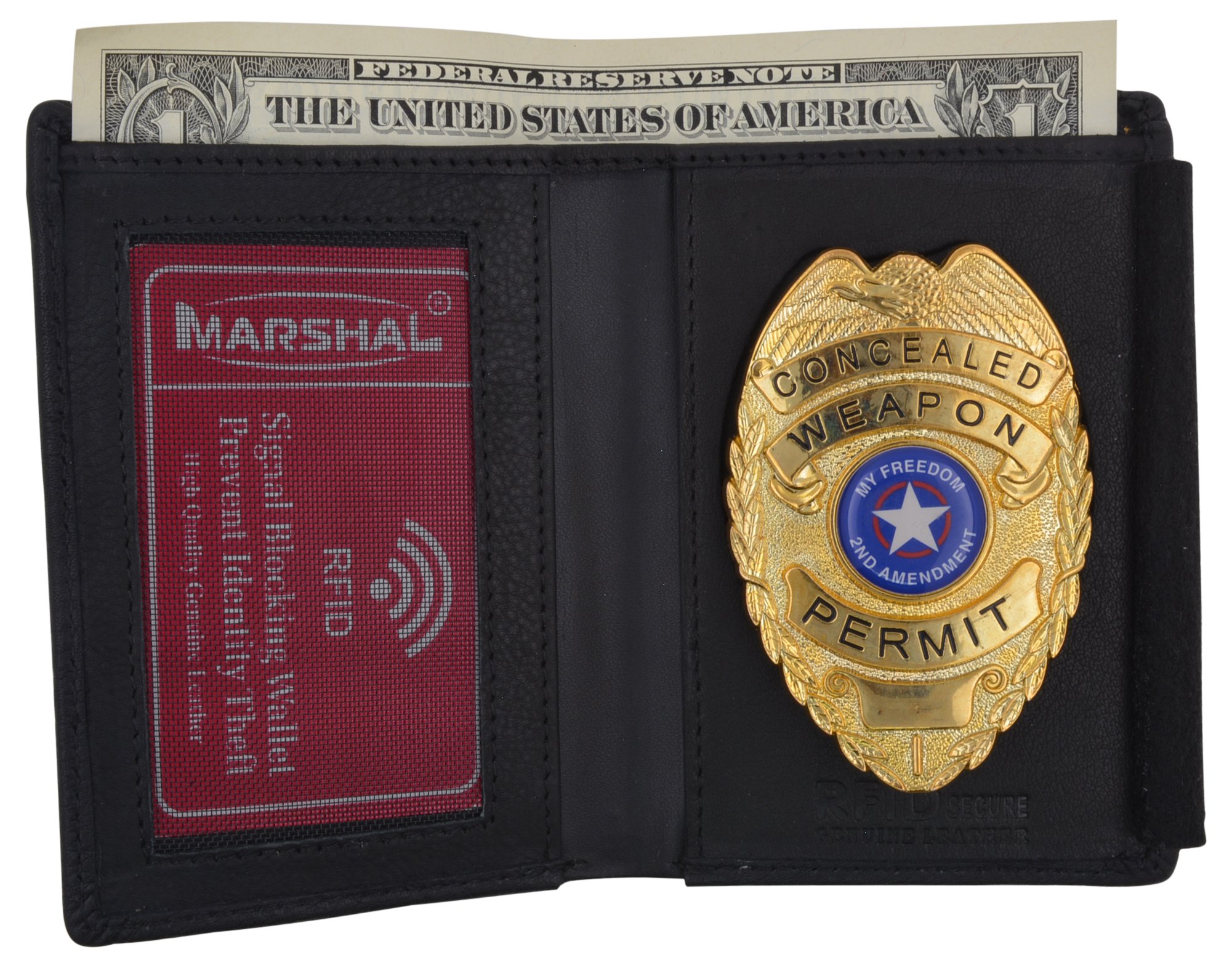 RFID Genuine Leather Black Slim Thin Bifold ID Money Wallet Oval Shape ...