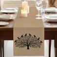 Black Tree Burlap Cotton Table Runner 13x70 Inches Long, Birds Vintage ...