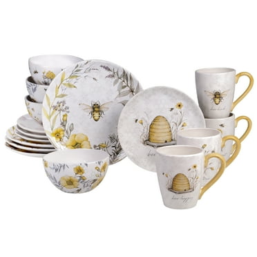 BrylaneHome Santa Fe 16-Piece Hand-Painted Stoneware Dinnerware Set ...