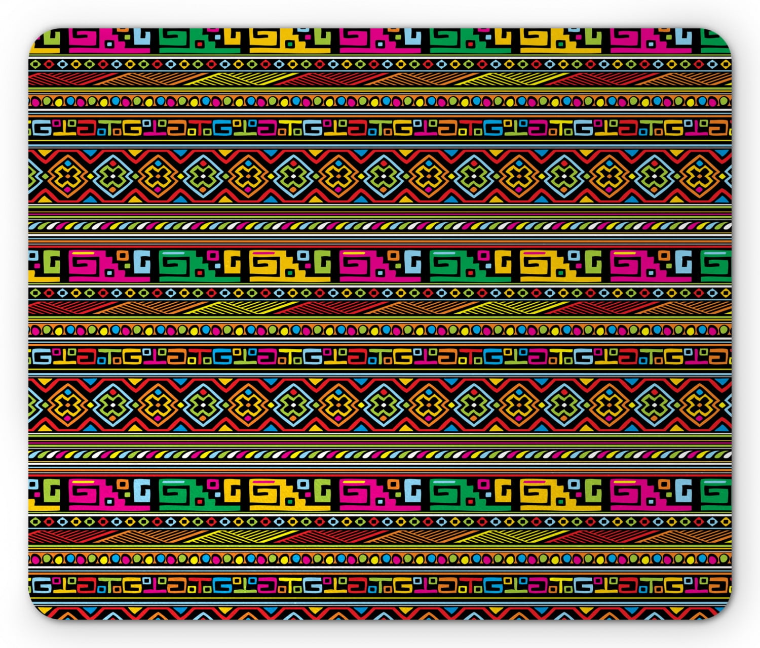 African Mouse Pad, Ancestral Borders in Lively Colors Geometric ...