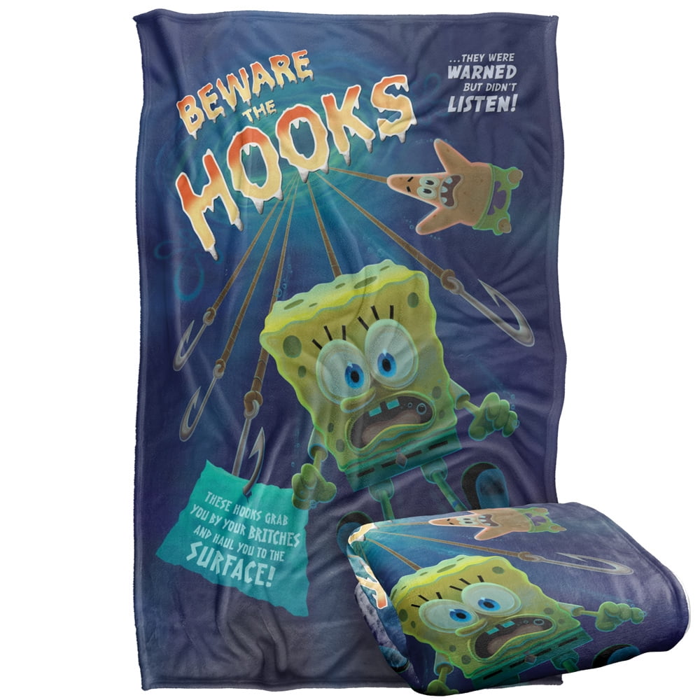 Spongebob Blanket, 36'x58' Beware The Hooks Silky Touch Super Soft ...
